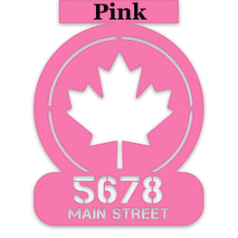 Circle Maple Leaf Address Personalized Metal Sign - monogram metal shop
