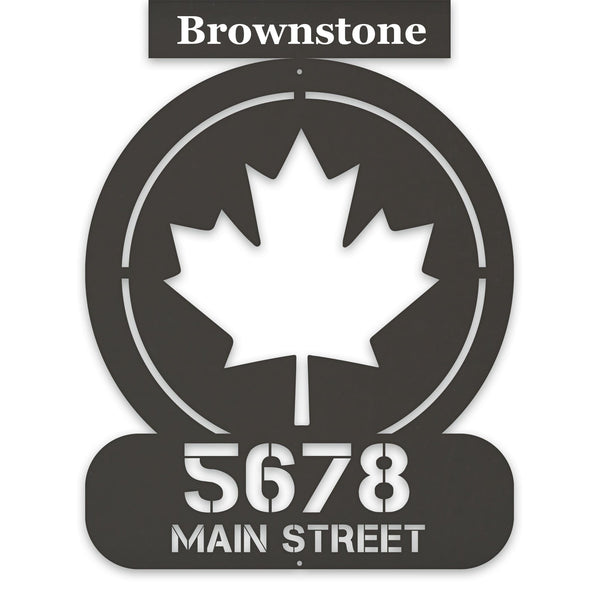 Circle Maple Leaf Address Personalized Metal Sign - monogram metal shop
