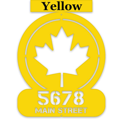 Circle Maple Leaf Address Personalized Metal Sign - monogram metal shop