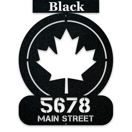 Circle Maple Leaf Address Personalized Metal Sign - monogram metal shop