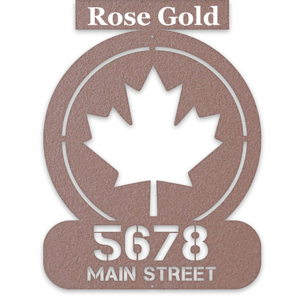 Circle Maple Leaf Address Personalized Metal Sign - monogram metal shop