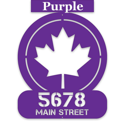 Circle Maple Leaf Address Personalized Metal Sign - monogram metal shop