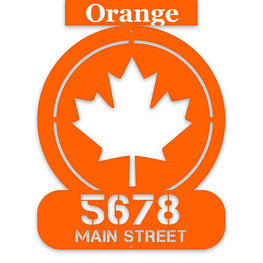 Circle Maple Leaf Address Personalized Metal Sign - monogram metal shop