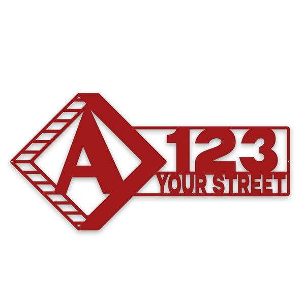 Diamond Split Address Personalized Metal Sign - monogram metal shop