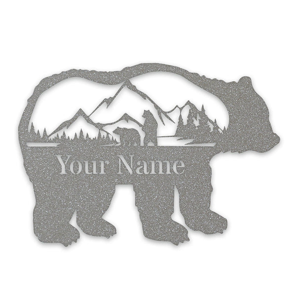 Great Outdoors- Grizzly with Scenery Personalized Metal Sign - monogram ...