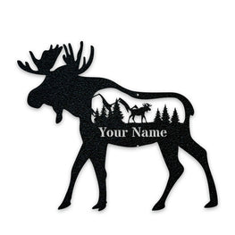 Great Outdoors Moose with Scenery Personalized Metal Sign - monogram ...