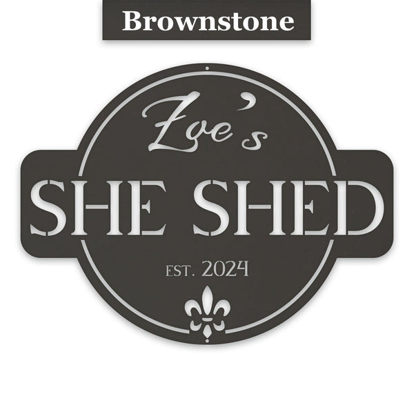 Round She Shed Personalized Metal Sign - monogram metal shop