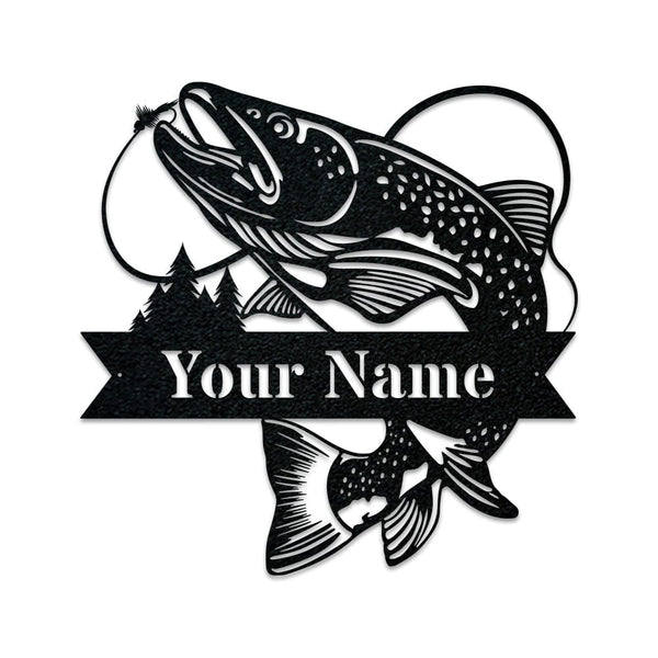 Great Outdoor Trout Fishing Monogram - monogram metal shop